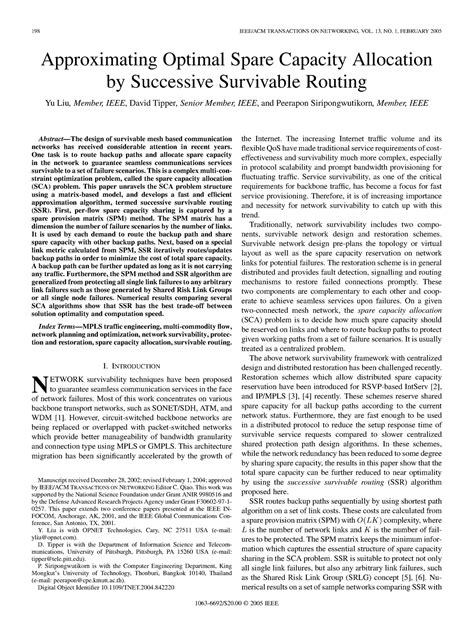 approximating optimal spare capacity allocation 198 ieee acm transactions on networking vol