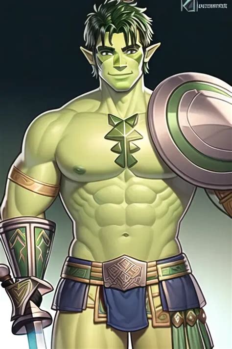 Dopamine Girl Handsome Half Orc Gladiator Gear Sword Shield Looks