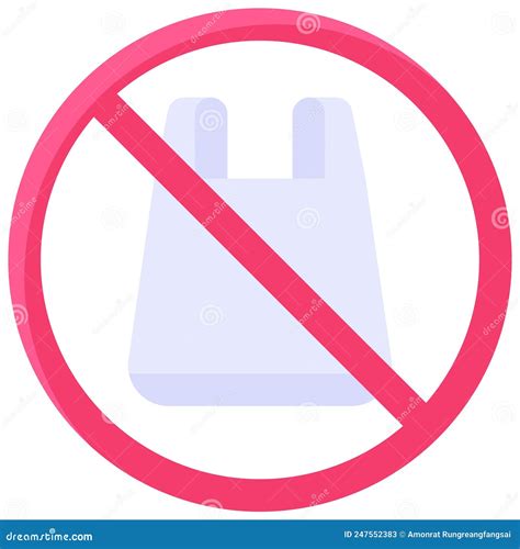 No Plastic Bag Icon Prohibition Sign Vector Illustration Stock Vector