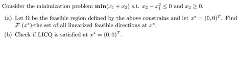 solved consider the minimization problem min x1 x2 s t