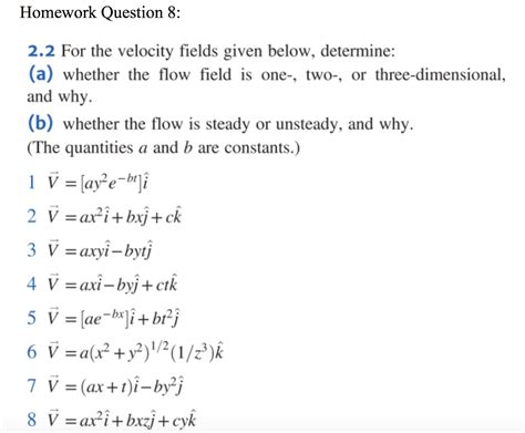 solved for the velocity fields given below determine a