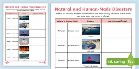 Natural And Human Made Disasters Activity Teacher Made