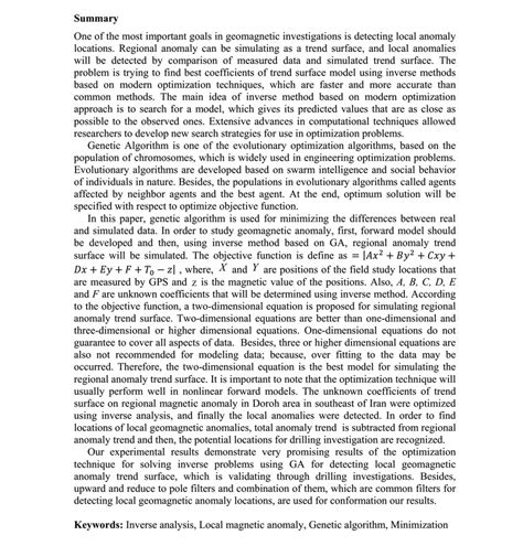 pdf inverse analysis of geomagnetic investigations for local anomaly detection using genetic