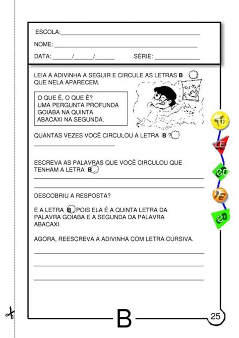 Blog Professor Zezinho Atividades A Letra B