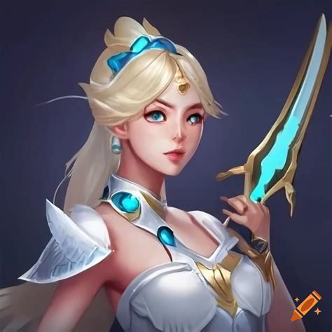 Odette Mobile Legends Mage Royal Sword White Dress Armor Long