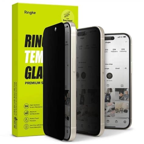 Ringke IPhone 15 Skjermbeskytter Privacy Tempered Glass Installation