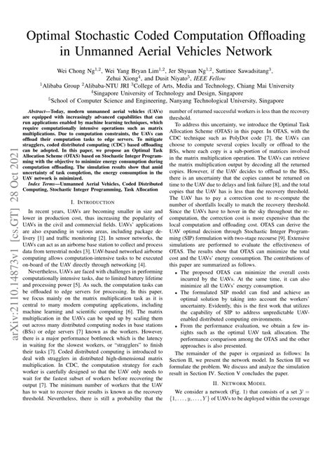 pdf optimal stochastic coded computation offloading in unmanned aerial vehicles network