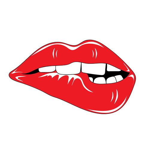 Sexy Female Biting Lips With Red Lipstick Vector Illustration 22536957 Vector Art At Vecteezy
