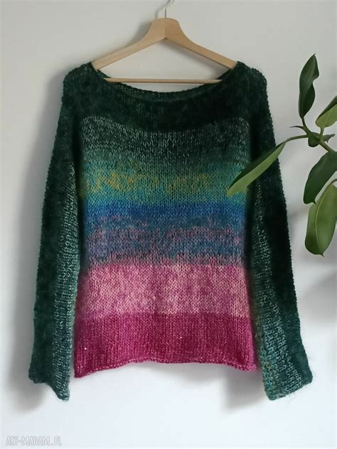 Ręcznie Wykonane Multikolorowy Sweter Modne Swetry The ღ art Madam pl