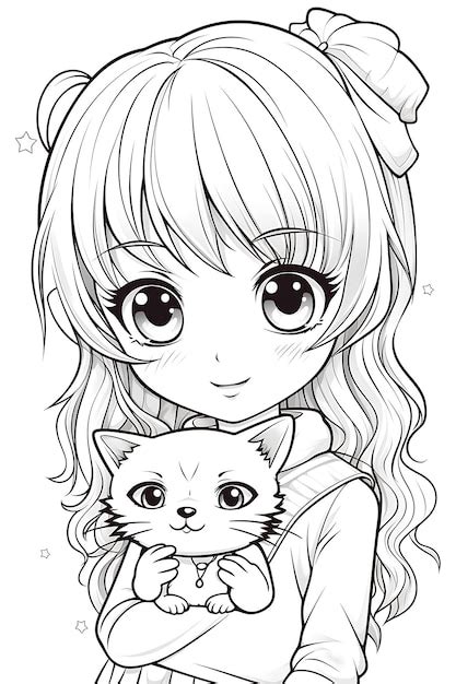 Premium Vector Anime Coloring Page