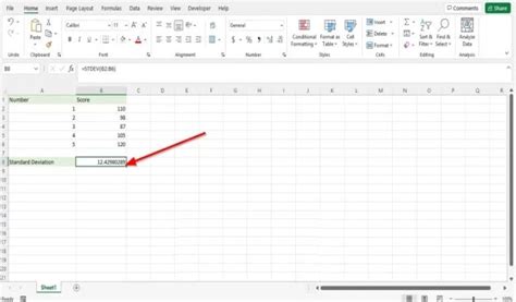 Comment utiliser la fonction STDEV écart type dans Excel