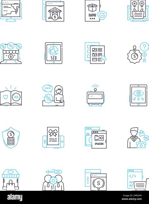 Commercial Enterprise Linear Icons Set Profits Investment Innovation