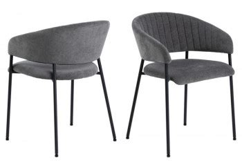 Chaise scandinave en tissu bouclette et pieds en métal noir lot de 2