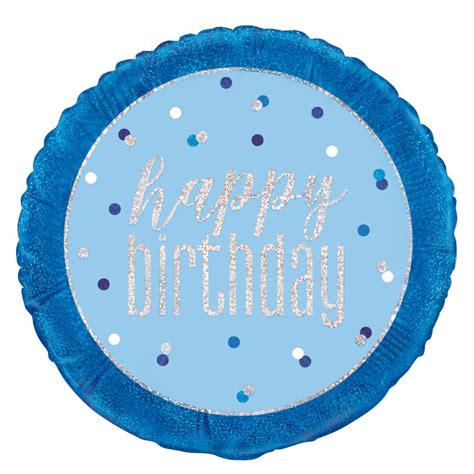 Helium Ballon Happy Birthday Glitter Blauw 45cm Leeg Partywinkel