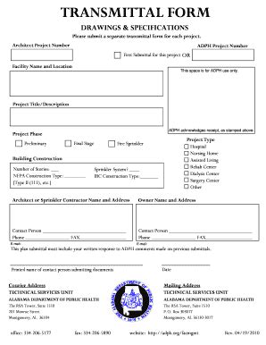 Fillable Online Adph Transmittal Form Alabama Department Of Public