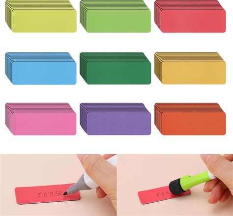 72 Pièces Étiquettes Magnétiques Inscriptibles 60x20mm Bandes