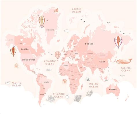 Papier Peint Prince Carte Du Monde Rose