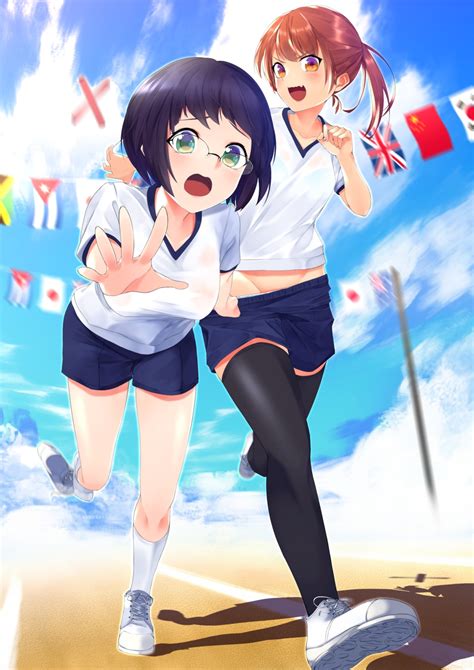 Nishinomiya Suzu Bra Gym Uniform Megane Pantsu Panty Pull See Through Thighhighs Undressing