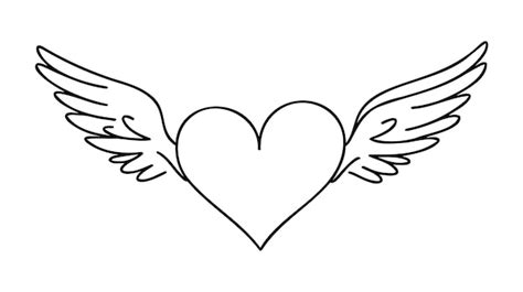 Premium Vector Continuous Line Drawing Heart With Wings Valentines