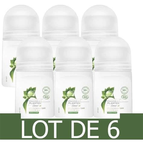 Lot de 6 DOVE Déodorant Bille Bio Senteur Arbre à Thé Femme 50 ml