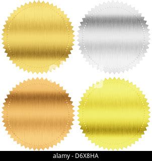 Or d argent médaille de bronze isolé sur fond blanc le rendu 3D Photo