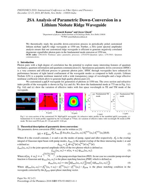 pdf jsa analysis of parametric down conversion in a lithium niobate ridge waveguide