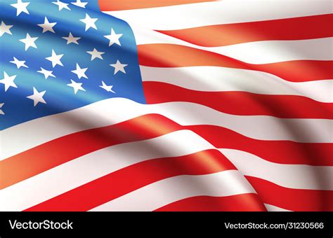 Background Waving In Wind American Flag Royalty Free Vector