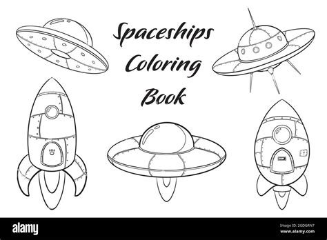 Página de coloreado de Spaceships de Cartoon Croquis de naves