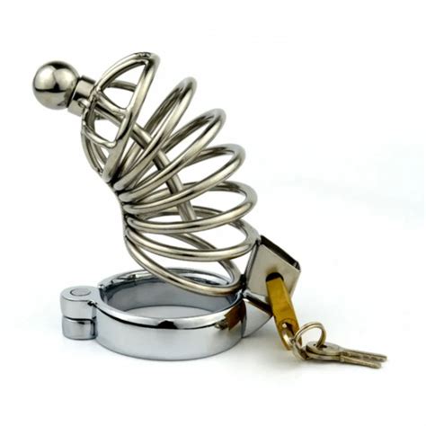 Stainless Steel Bondage Male Chastity Cage With Urethral Plug Sounds