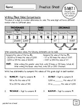 5 Nbt 1 Worksheet Answer Key