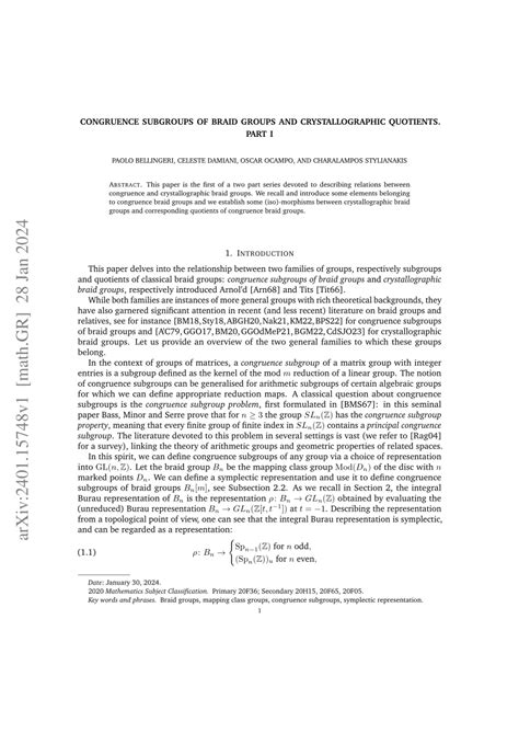 pdf congruence subgroups of braid groups and crystallographic quotients part i