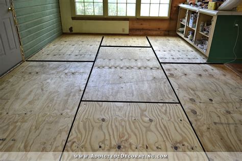 Breakfast Room Progress Plywood Subfloor Installed Over Concrete Slab