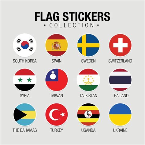 National Flags Of The World Stickers With Names 11091916 Vector Art At