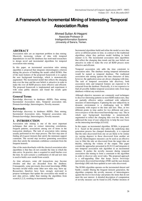pdf a framework for incremental mining of interesting temporal association rules