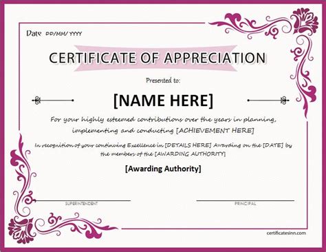 Certificates Of Appreciation Templates For WORD Professional