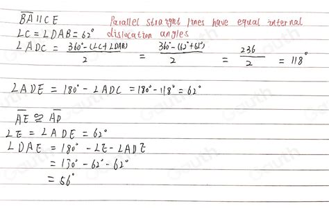 solved in the diagram below overline ad≌ overline ae overline baparallel overline ce overline