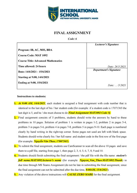 final assignment mat1092 code 6 final assignment code 6 program ib ac mis bda course code