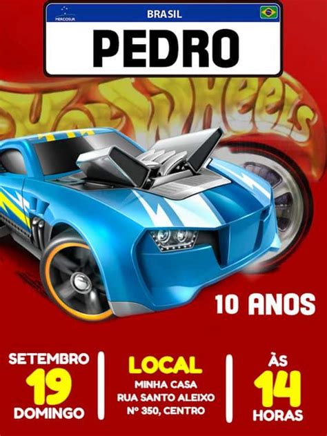 Convite Hot Wheels Ideias E Modelos Para Editar
