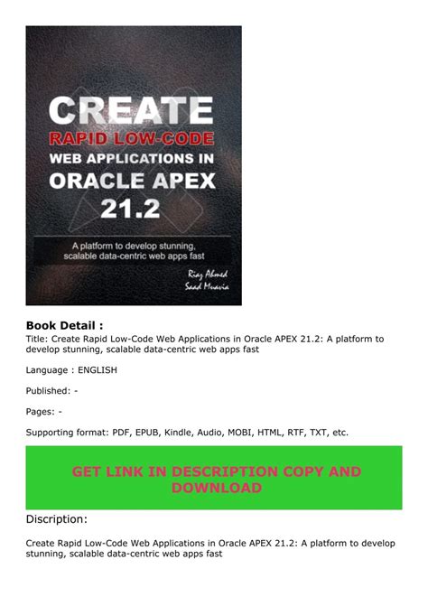 create rapid lowcode web applications in oracle apex 212 a platform to develop stunning scalable