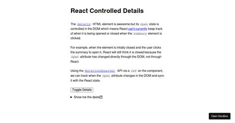 react controlled details component codesandbox