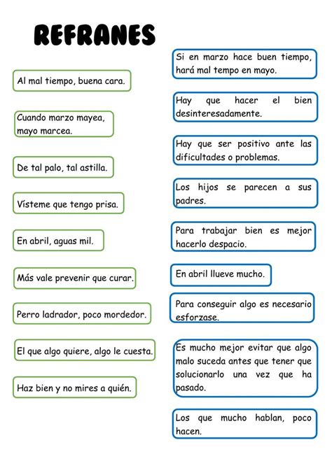Refranes Lengua Castellana Exercise Artofit