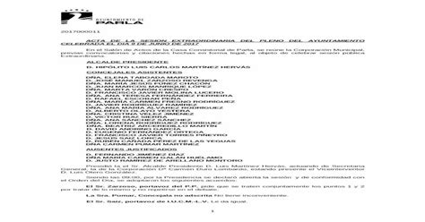 ACTA DE LA SESION EXTRAORDINARIA DEL PLENO DEL A La Fecha Tal Y