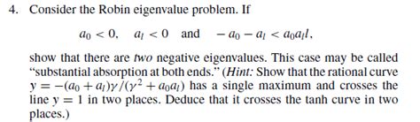 solved 4 consider the robin eigenvalue problem if