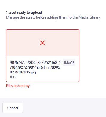 Javascript FIles Are Empty Error When Uploading Files On Strapi