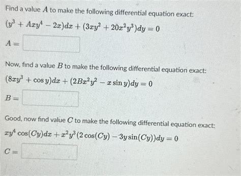 solved find a value a to make the following differential