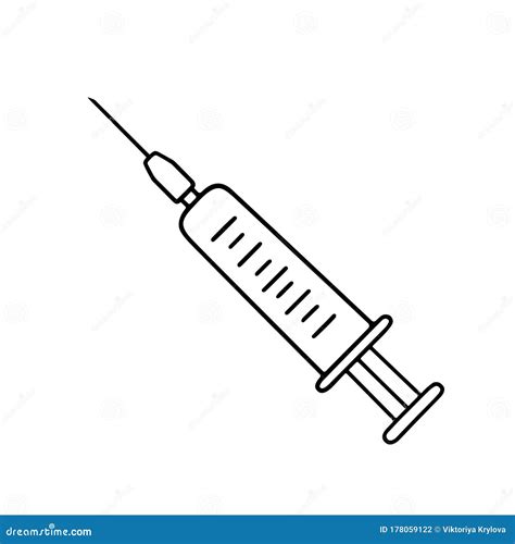 Medical Syringe Injection Vector Icon Hand Drawn With Black Stroke