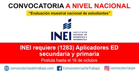 Convocatoria INEI Evaluación muestral nacional de estudiantes 1283