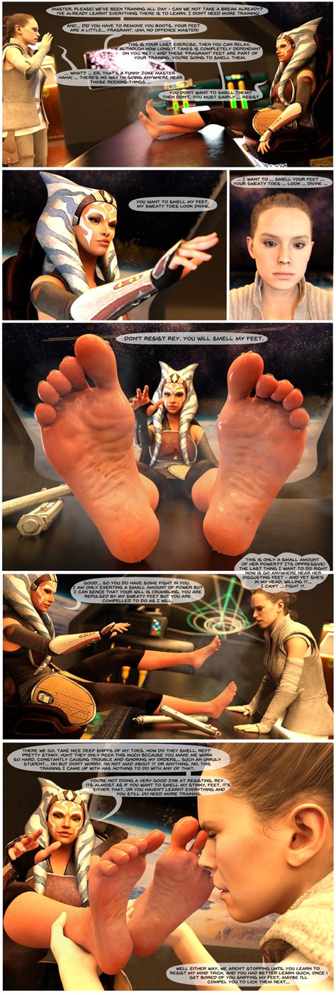 Rule 34 3d Absurdres Ahsoka Tano Alien Barefoot Breasts Brown Hair Comic Dialogue Domination