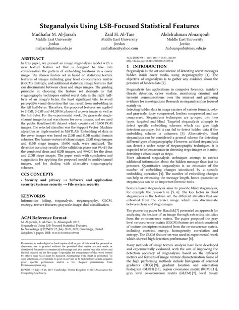 pdf steganalysis using lsb focused statistical features