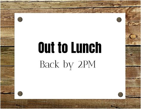 Printable Out To Lunch Sign
